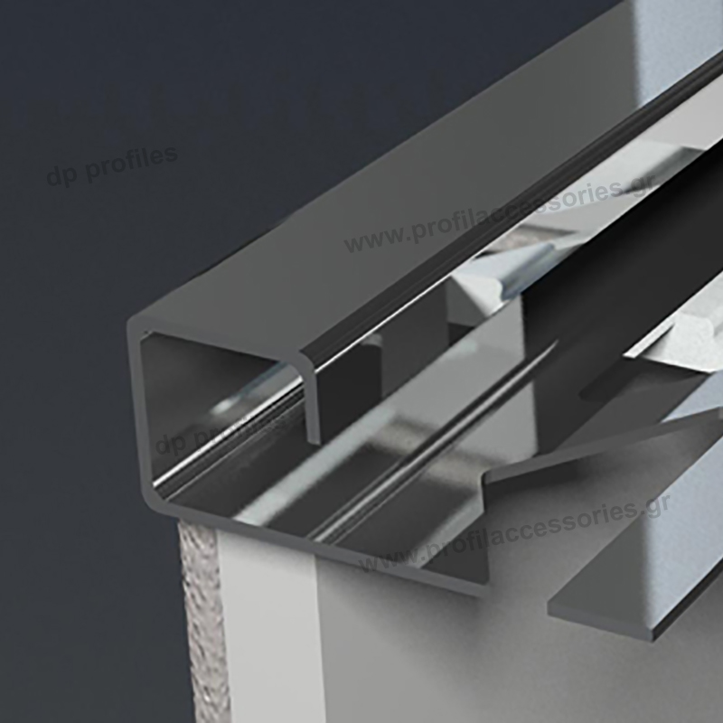 Προφίλ πλακιδίων τετράγωνο stainless steel, τερματικό 11mm/12.5mm